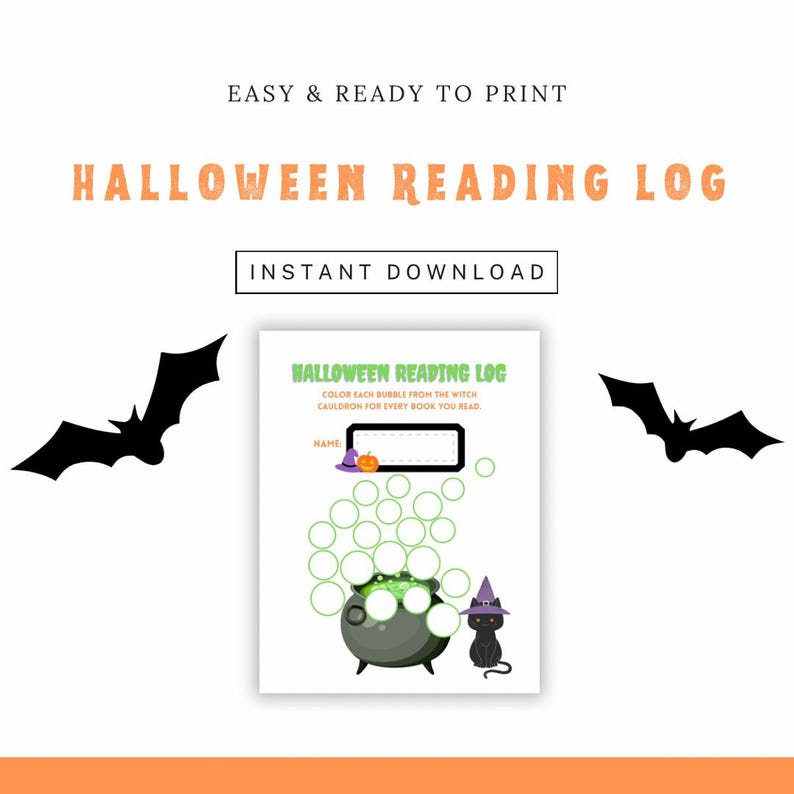 Halloween Reading Log for Kids | Printable Cauldron Book Tracker | Fun ...