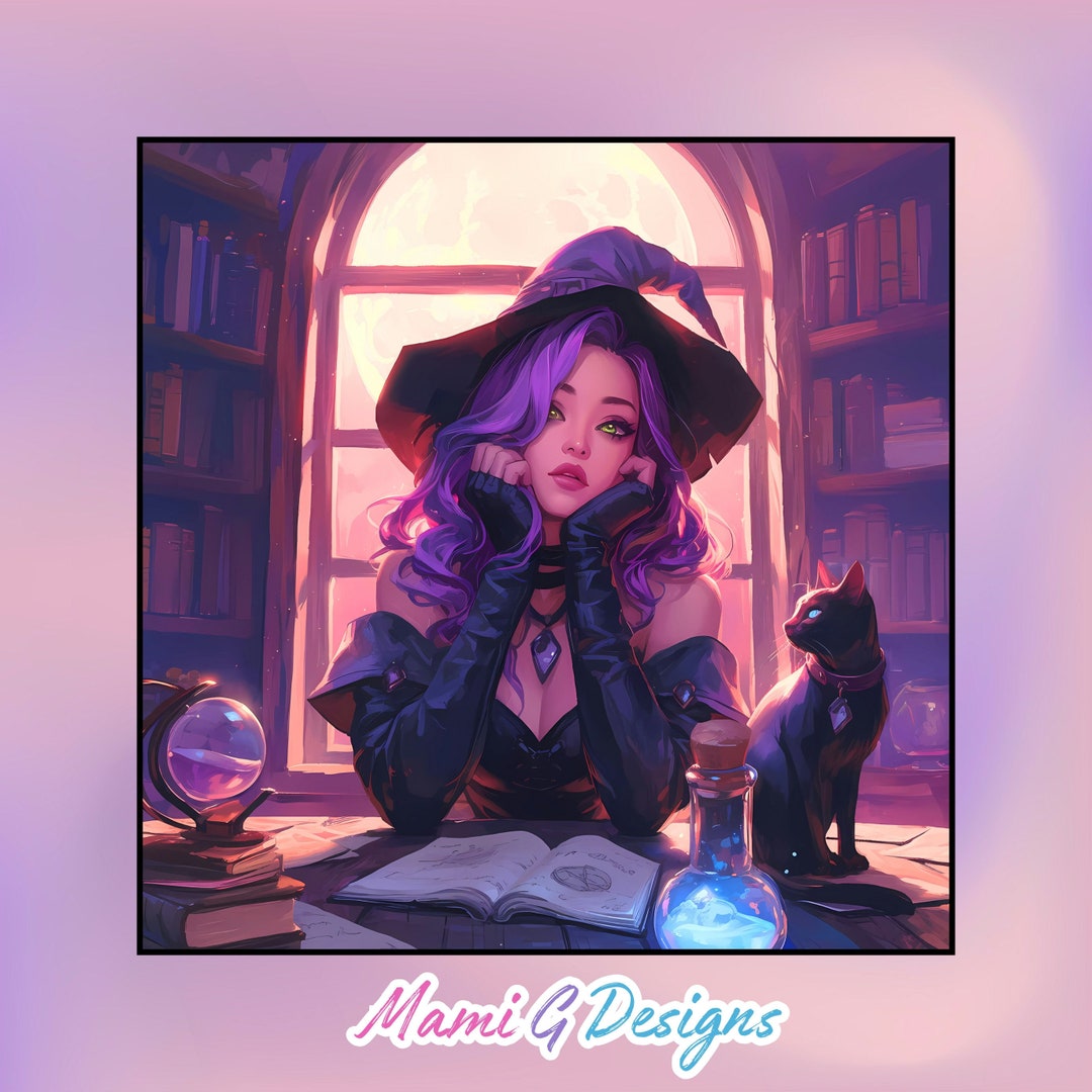 The Witch's Hour Diamond Painting, Kit, Black Cat, Witch, Square, 50x50 ...