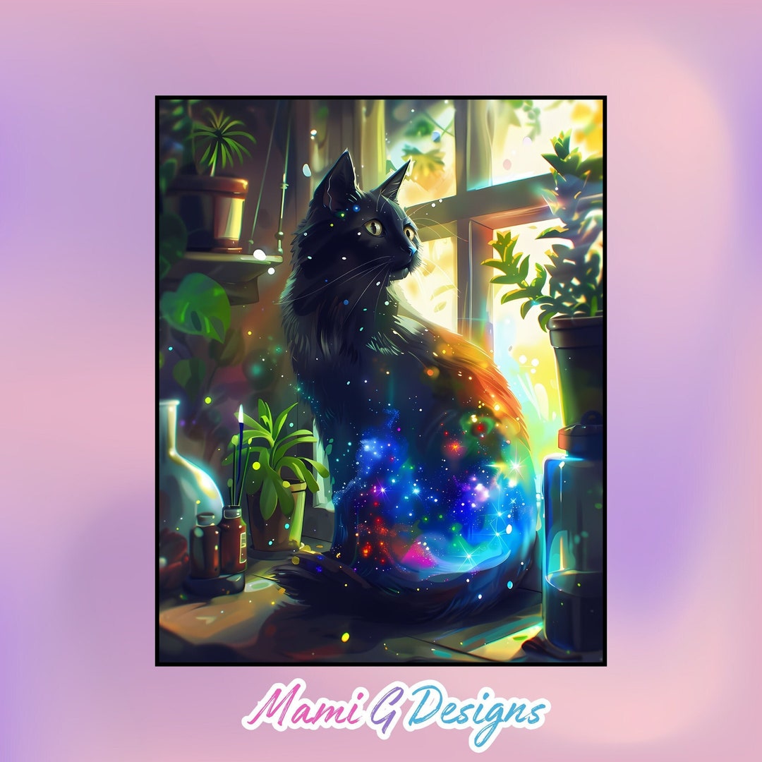 Square, Black Cat, Diamond Painting, Kit, 60x75, 80x100 - Etsy