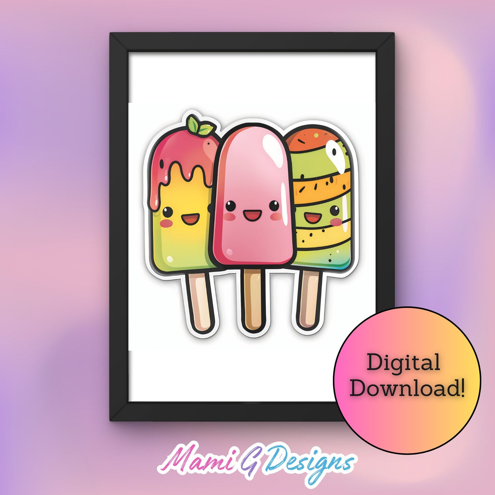 Cute Popsicle, Ice Cream, Printable, Digital, Wallart, Kids Playroom - Etsy