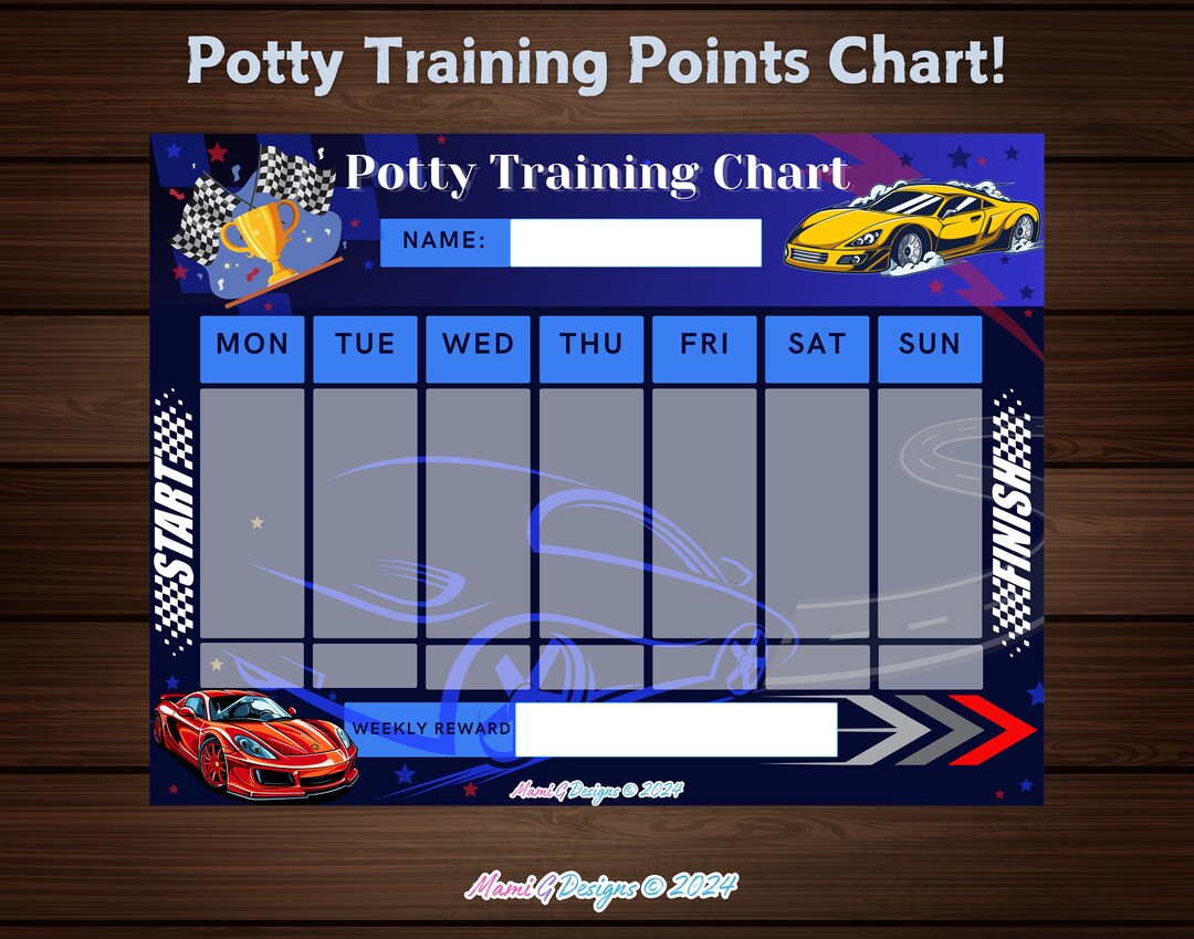 Race Car, Potty Training, Rewards Chart, Digital Download, Sticker ...