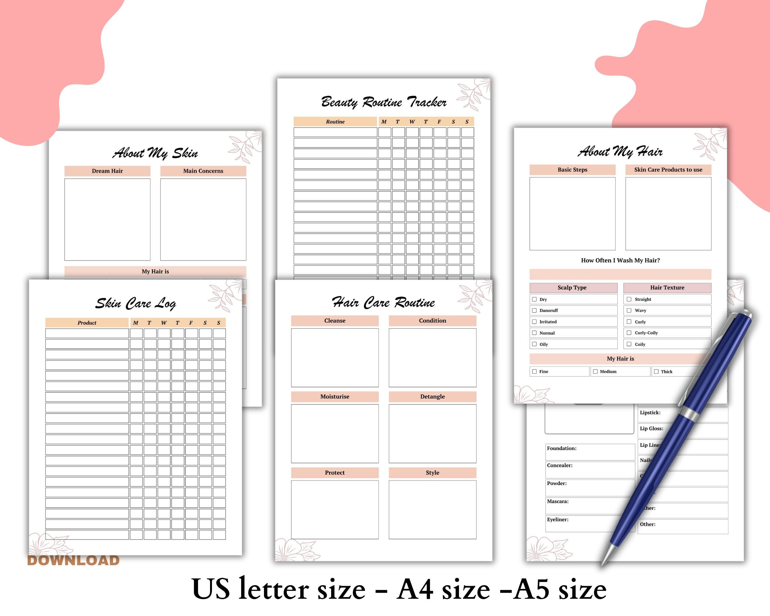 Beauty Planner Skin Care Routine Hair Care Beauty Organizer Journal ...