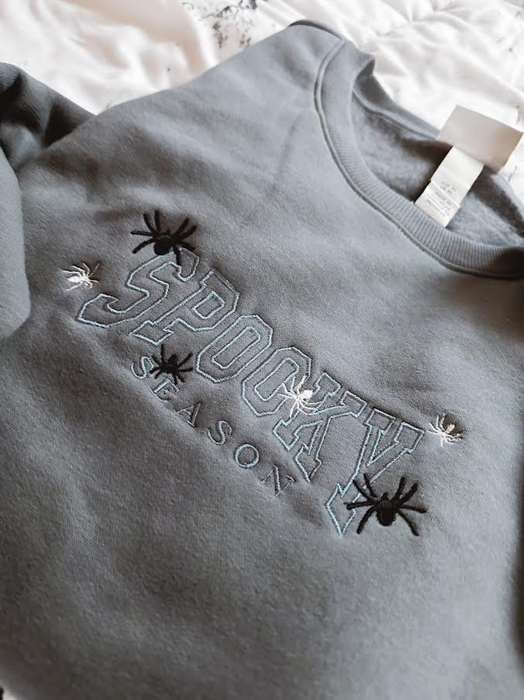 Spooky Season + Spiders Custom Embroidered Crewneck Sweater / Jumper - Etsy