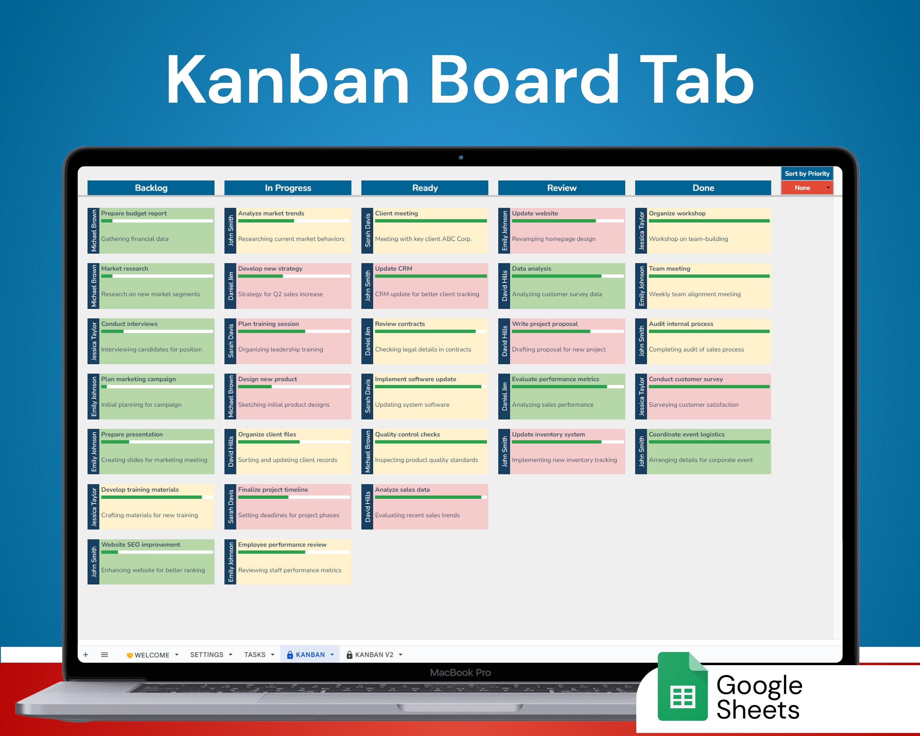 Kanban Board: Task Status Tracker Google Sheets Tool Streamlined Task Management - Etsy