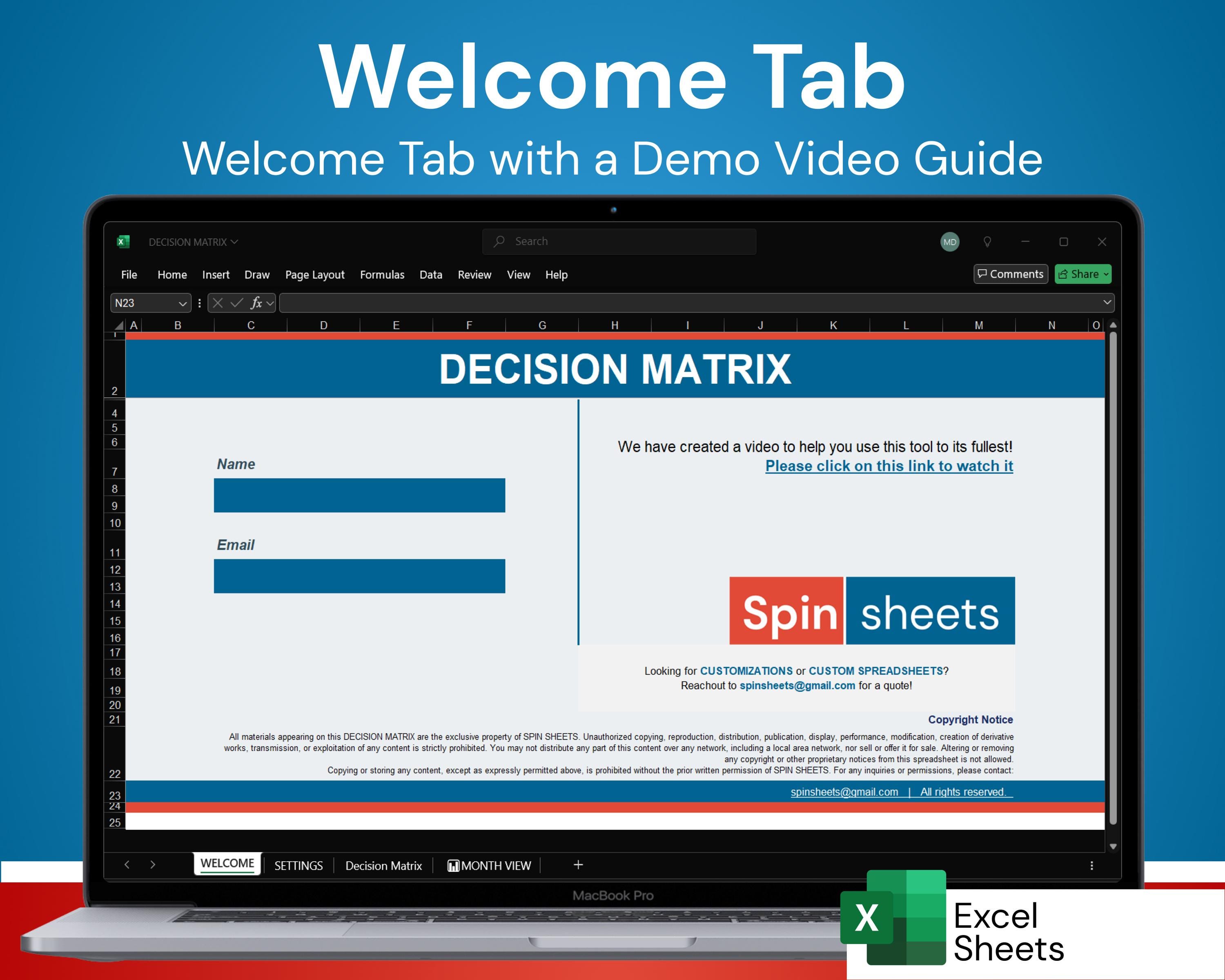 Decision Matrix Tool | Priority Tracker & Task Organizer | Excel ...
