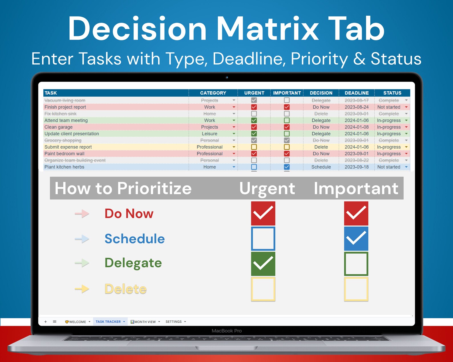 Decision Matrix Tool | Task Management & Prioritization | Google Sheets ...