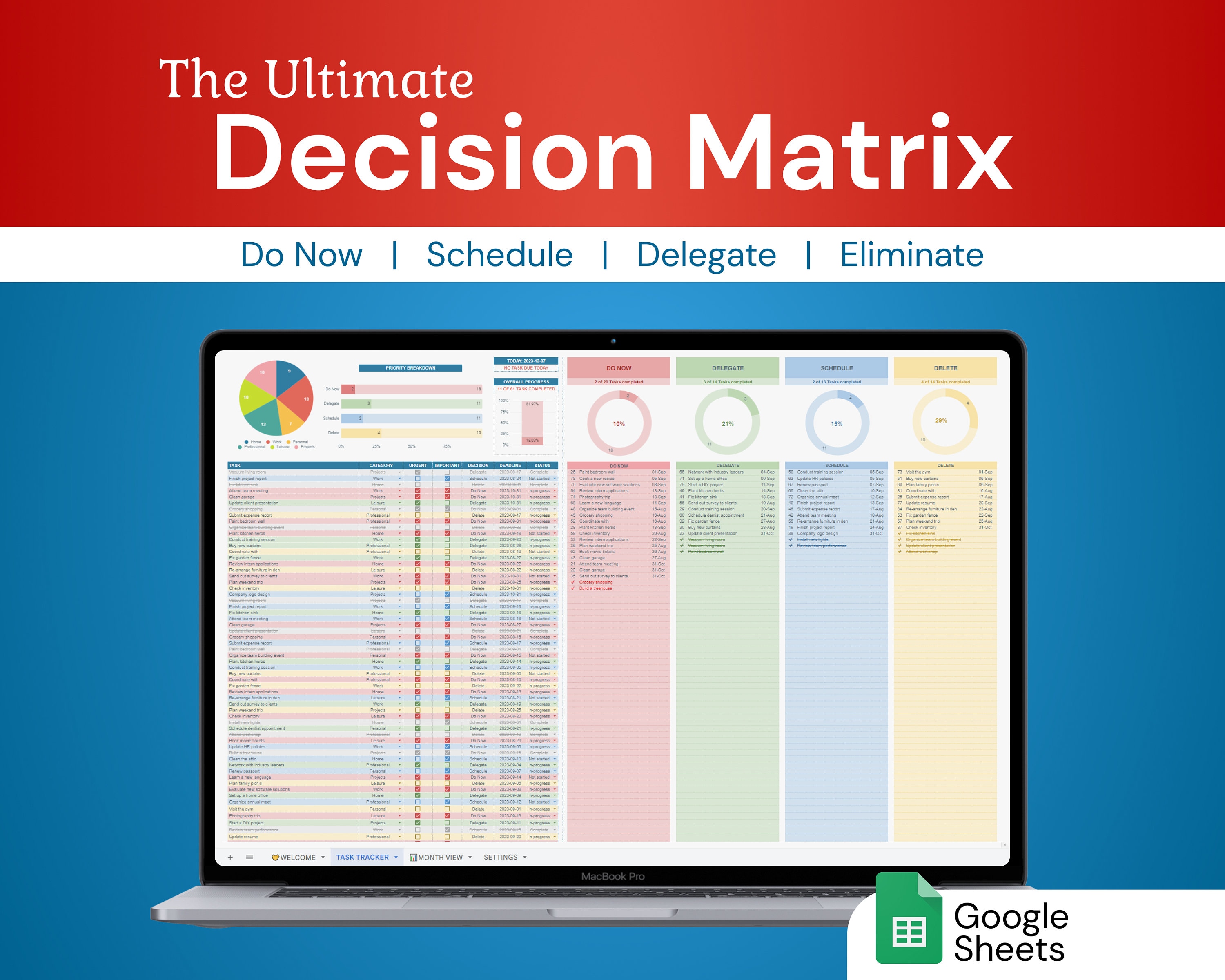 Decision Matrix Tool | Task Management & Prioritization | Google Sheets ...