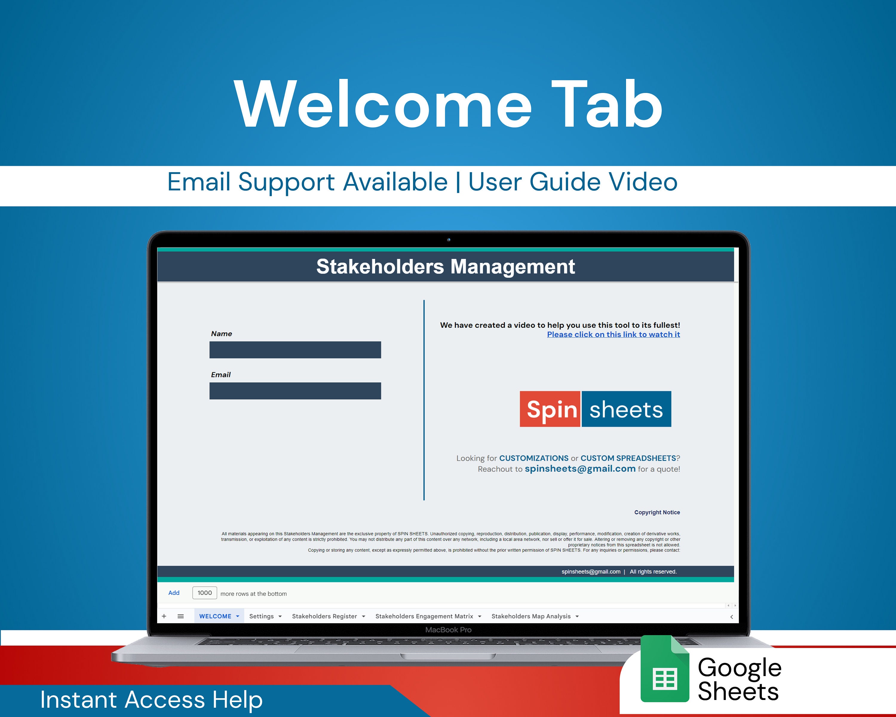 Stakeholders Management Tool | Role & Rights Management | Google Sheets ...