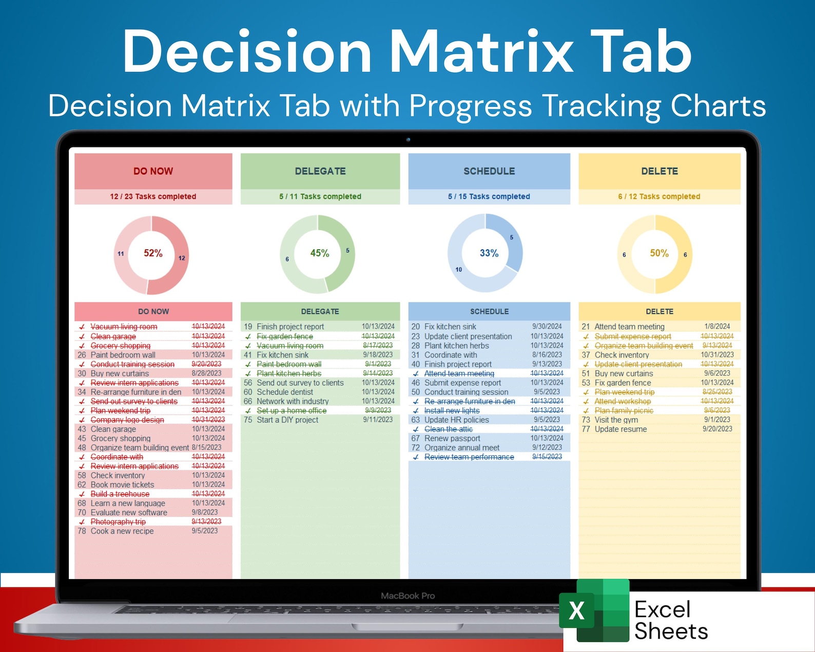 Decision Matrix Tool | Priority Tracker & Task Organizer | Excel ...