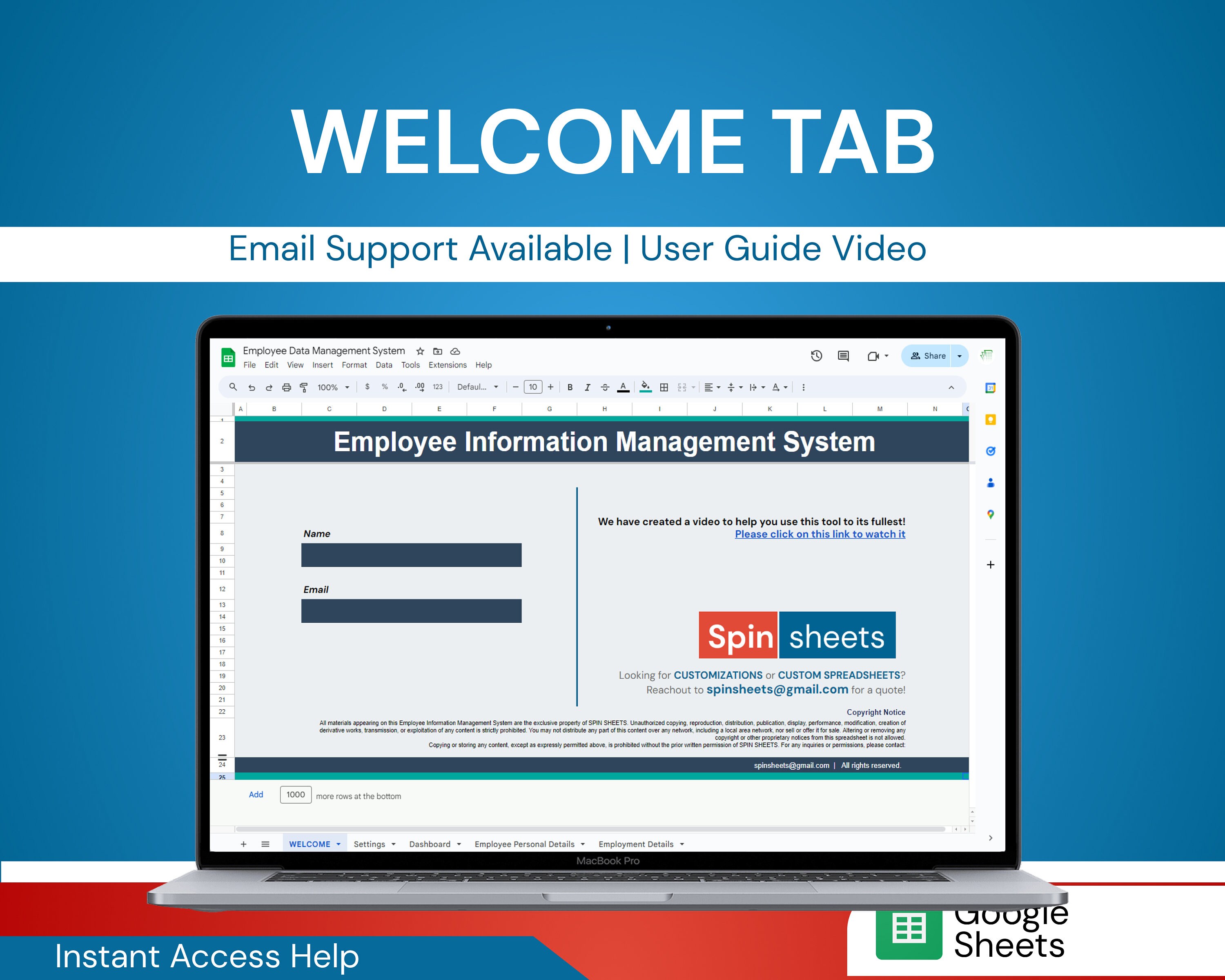 Employee Data Management System | HR Tracker | Google Sheets Template ...