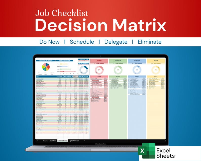 Decision Matrix Tool | Priority Tracker & Task Organizer | Excel ...