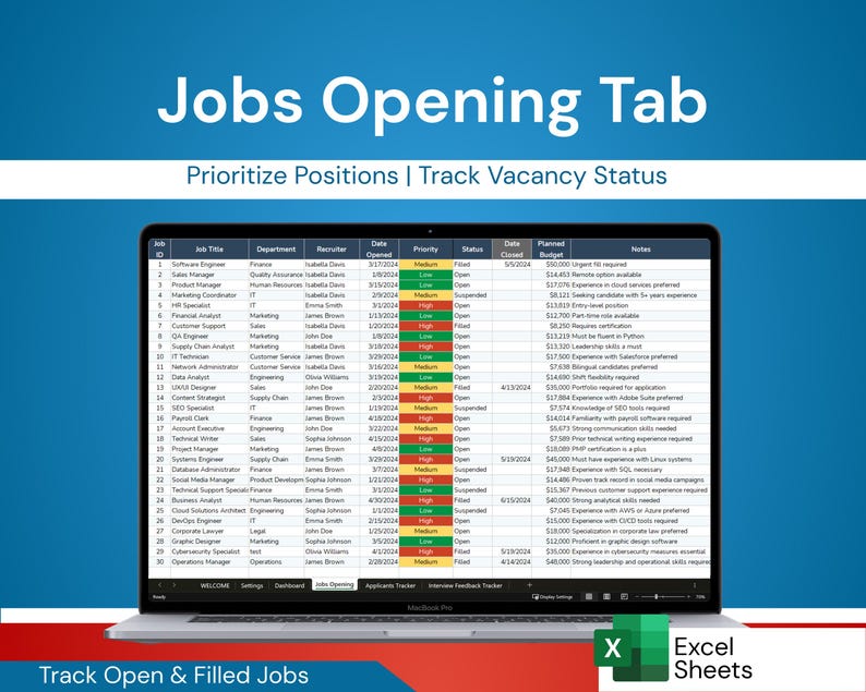 Recruitment Tracker | Streamline Hiring Decisions | Excel Template - Etsy