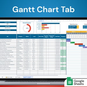 Project Gantt Chart | Google Sheets Template | Task Scheduler ...