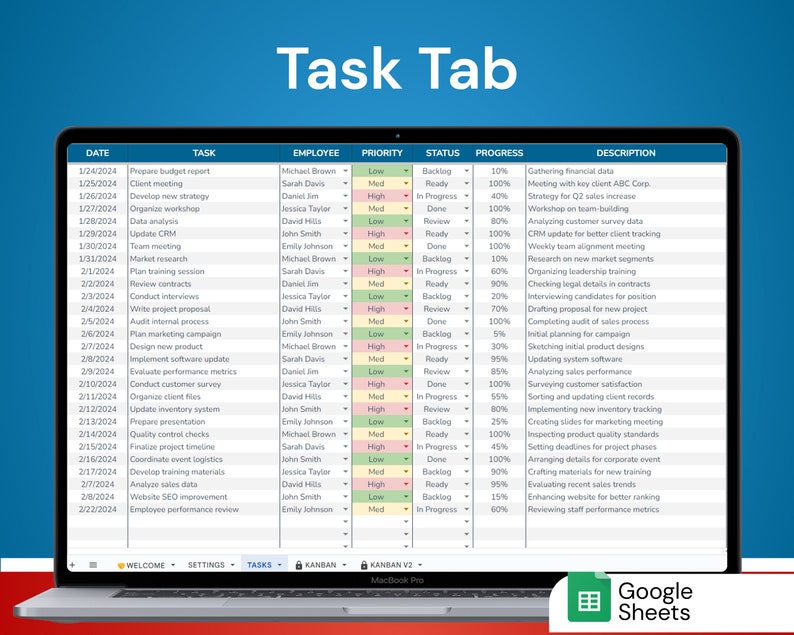 Kanban Board: Task Status Tracker | Google Sheets Tool | Streamlined ...