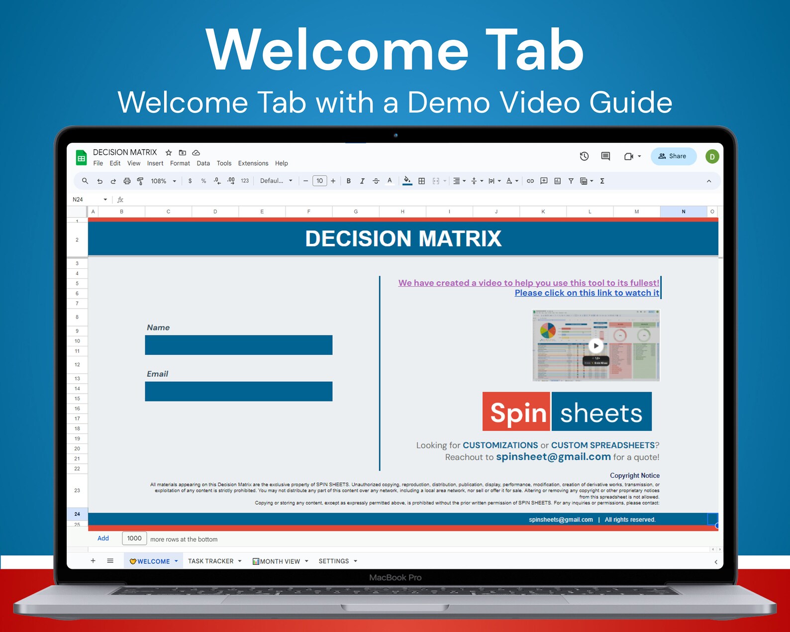 Decision Matrix Tool | Task Management & Prioritization | Google Sheets ...