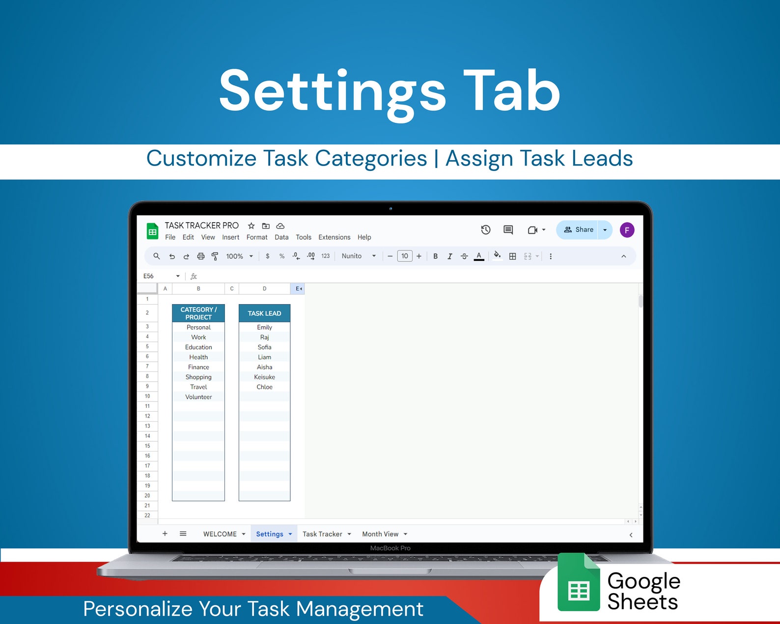 Task Tracker Pro: Task Priority and Progress Tracking | Google Sheets ...
