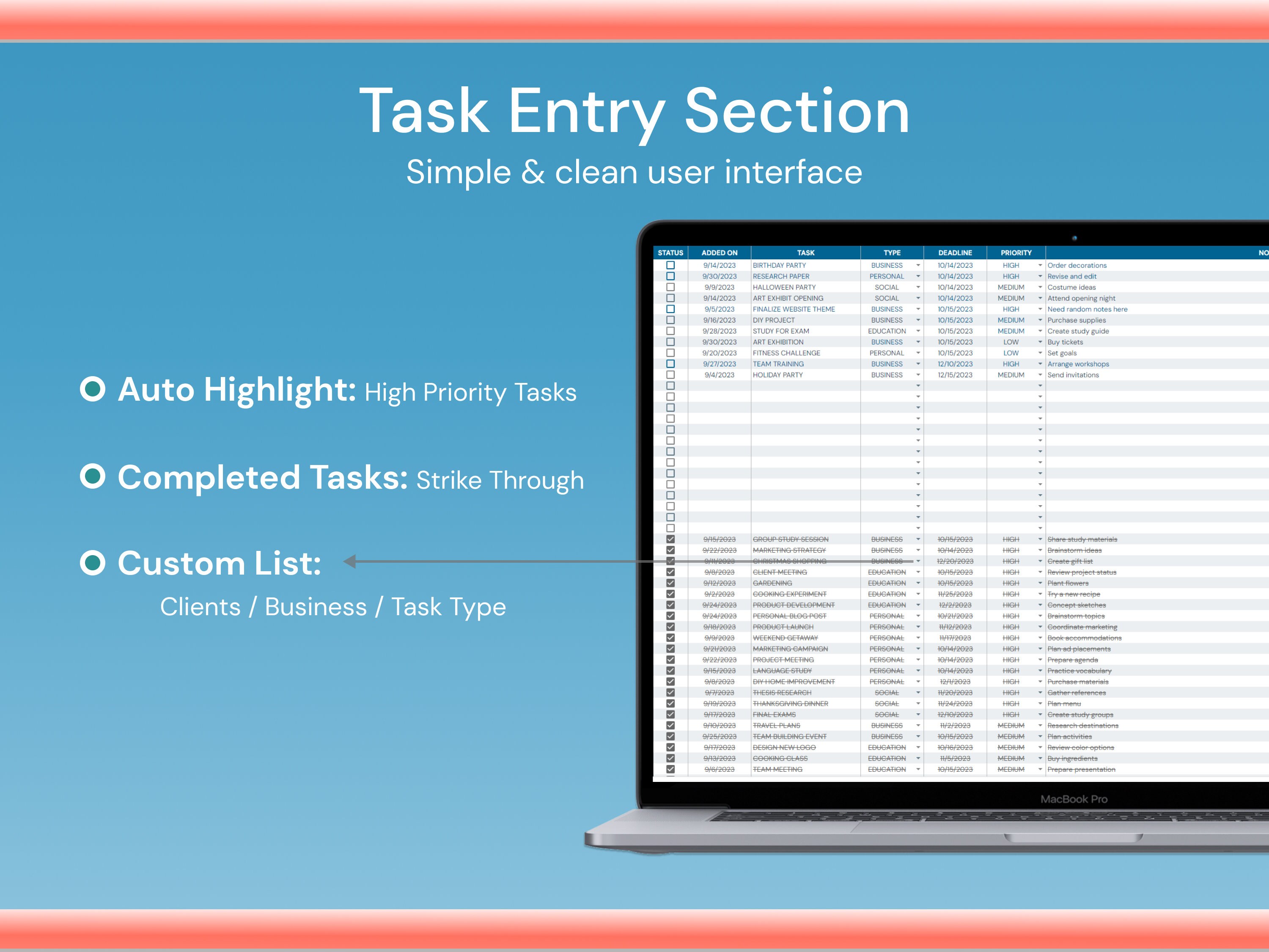 Task Tracker Excel Template | Streamline Individual Action Item List - Etsy