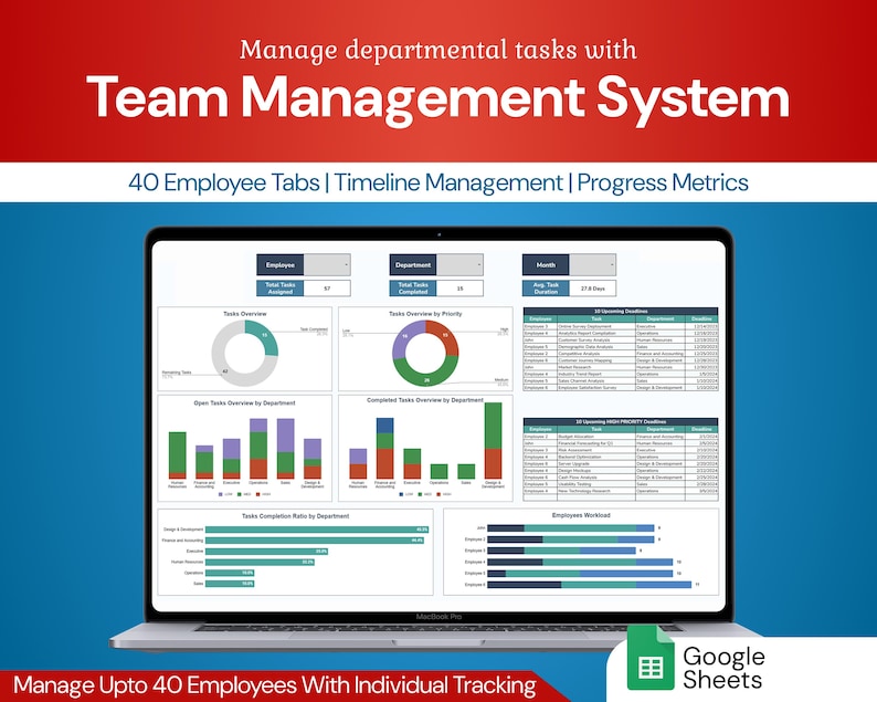 Team Management System | Departmental Task Tracker | Google Sheets - Etsy