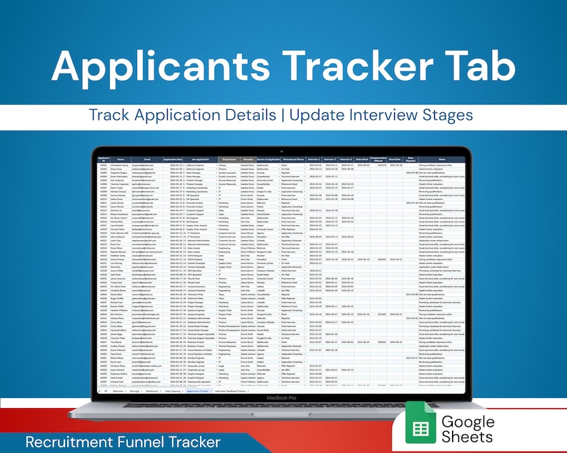 Recruitment Tracker | HR Tool | Google Sheets Template - Etsy
