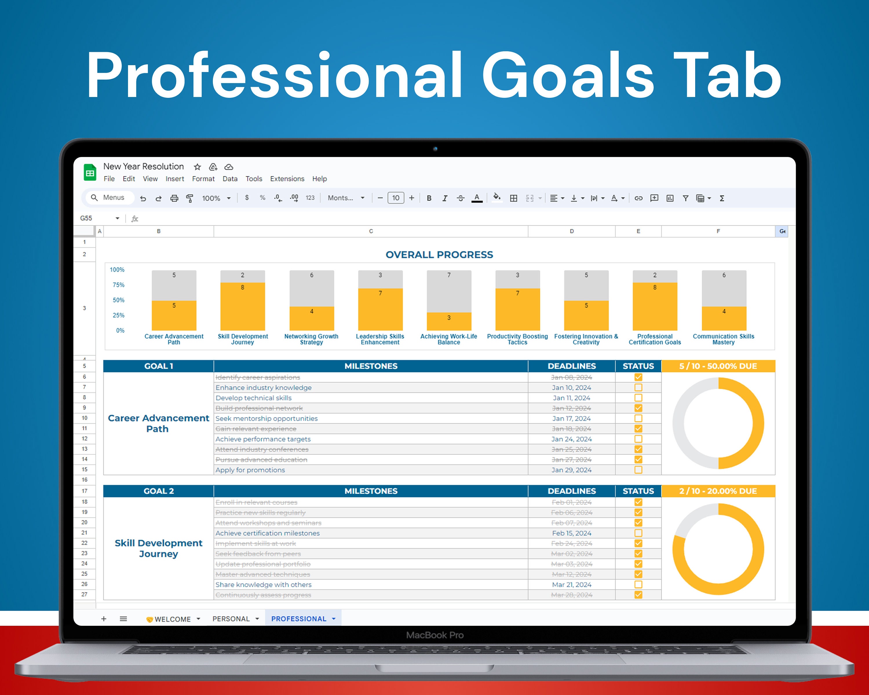 New Year Goals Planner | 2024 Revolution Template | Personal and ...