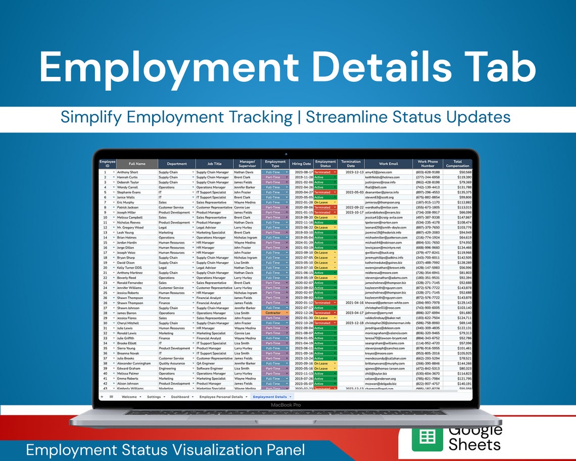 Employee Data Management System | HR Tracker | Google Sheets Template ...