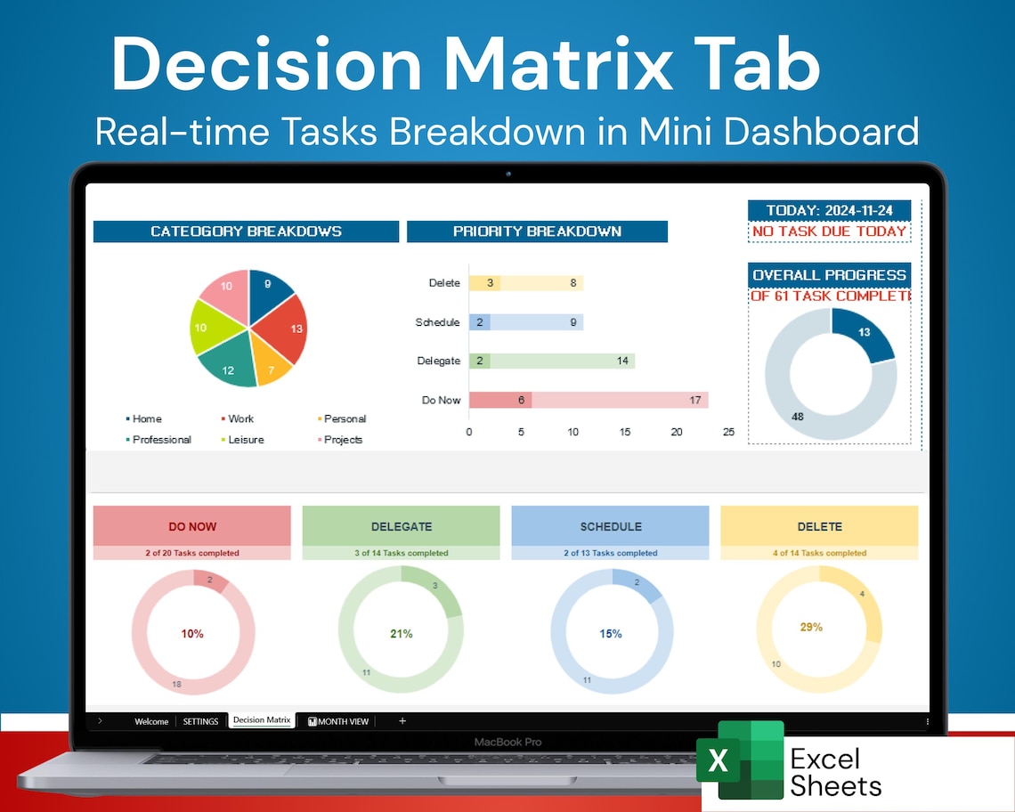 Decision Matrix Tool | Priority Tracker & Task Organizer | Excel ...