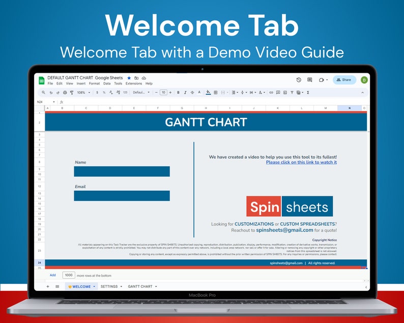 Project Gantt Chart | Google Sheets Template | Task Scheduler ...