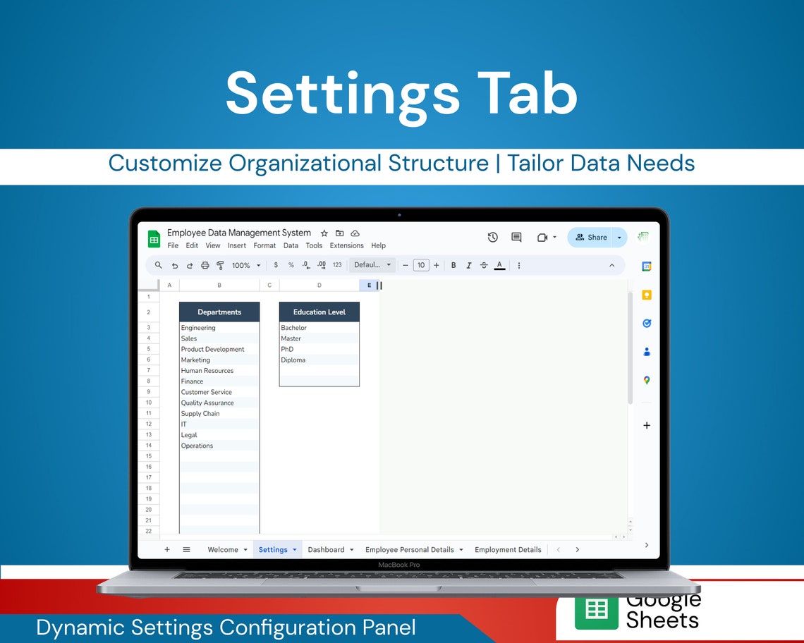 Employee Data Management System | HR Tracker | Google Sheets Template ...