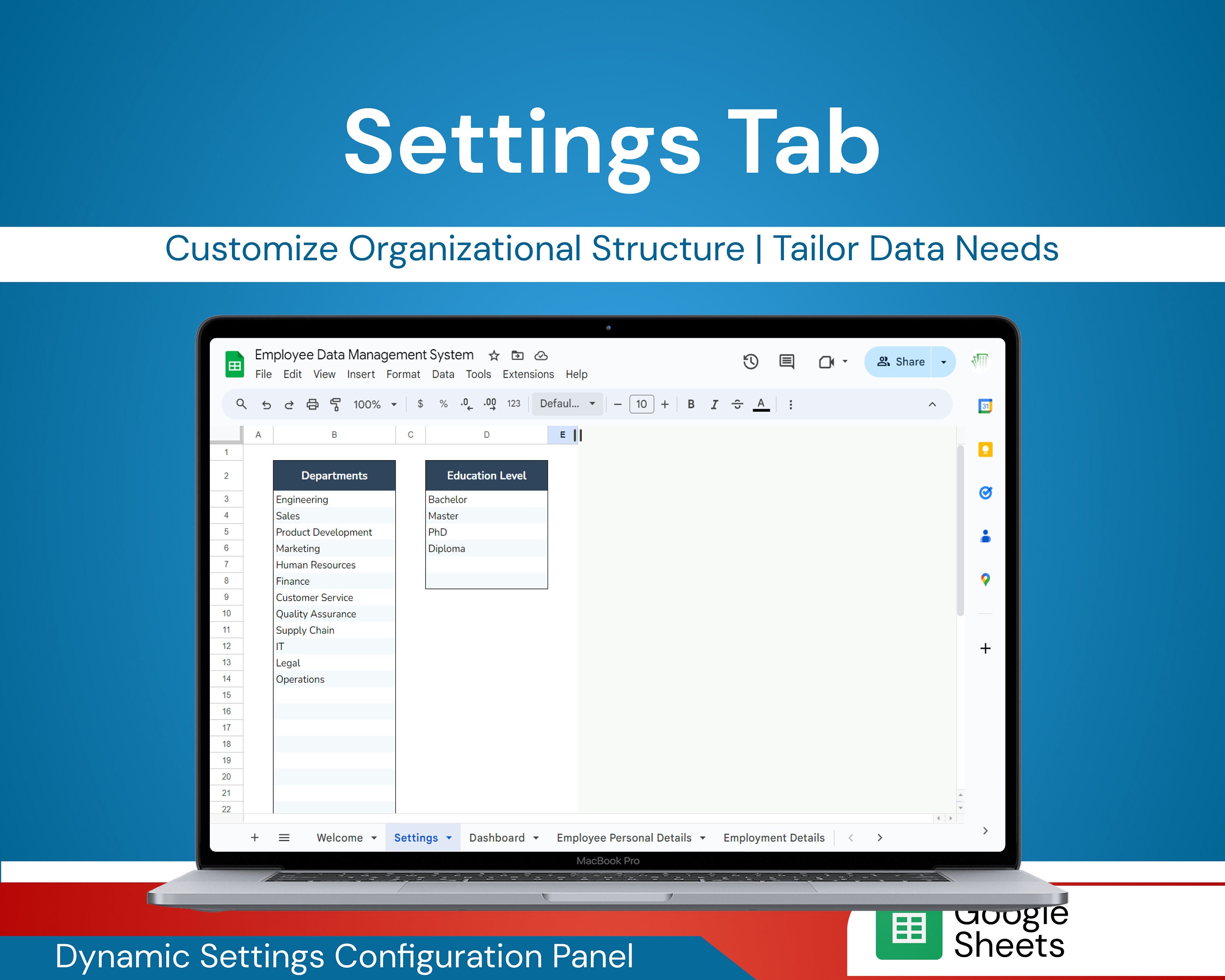 Employee Data Management System | HR Tracker | Google Sheets Template ...
