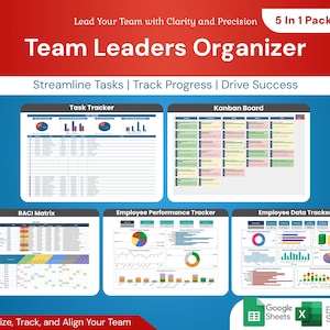 Team Leaders Organizer 5-in-1 Pack - Excel & Google Sheets ...