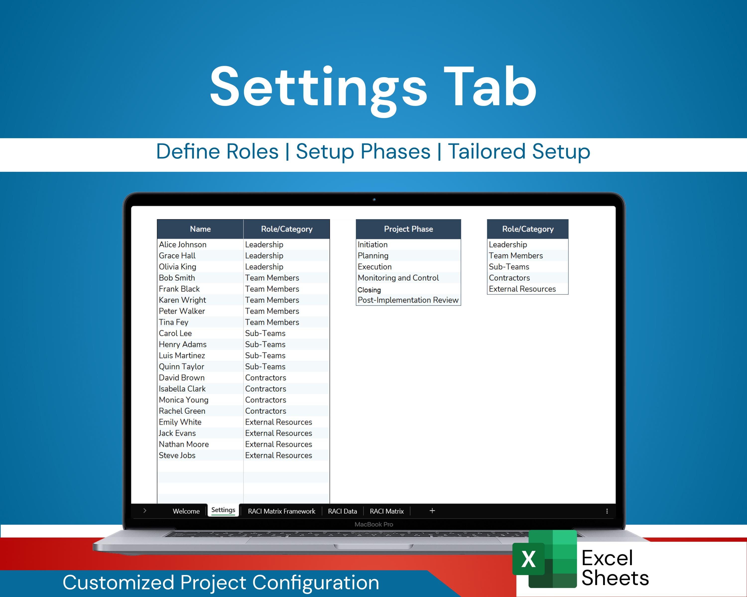 RACI Matrix Template | Project Management & Task Delegation | Excel ...