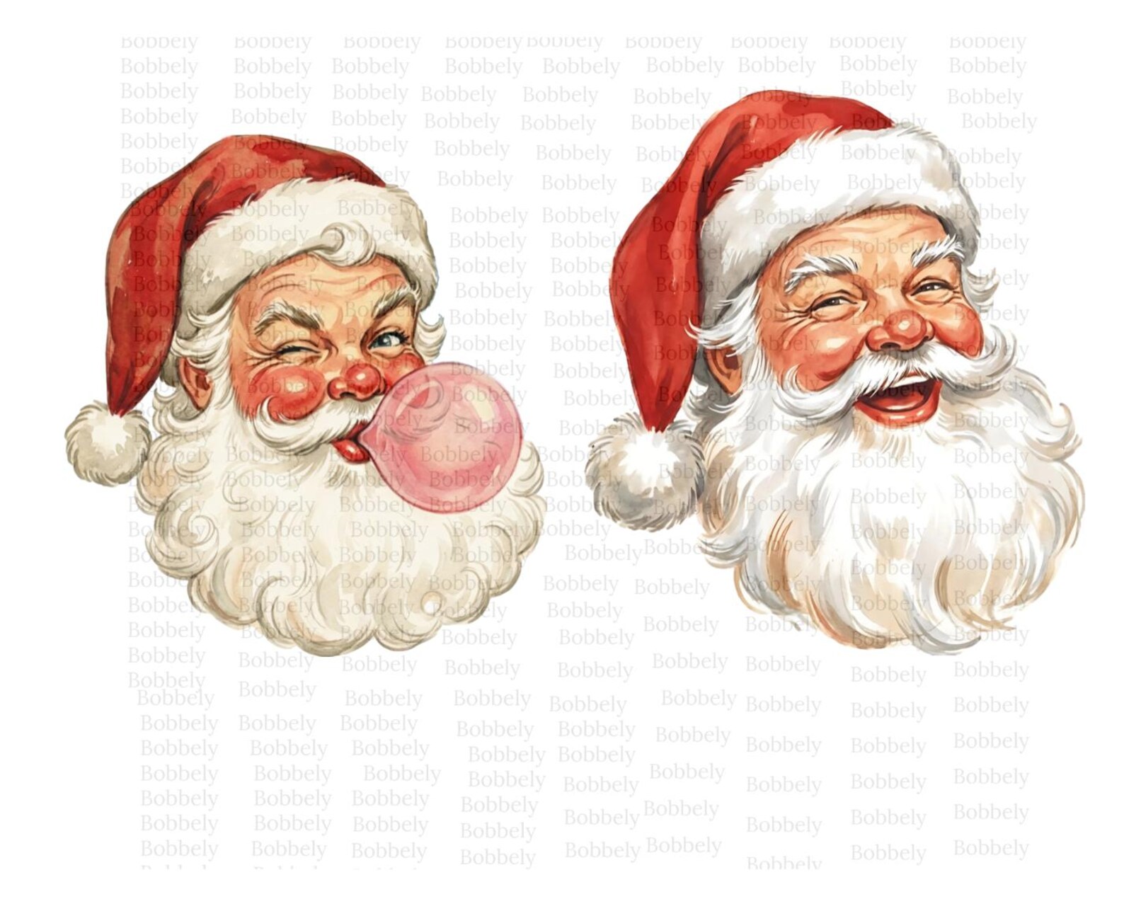 Vintage Santa Head Clipart – 8 Retro Christmas Pngs 300DPI - Etsy
