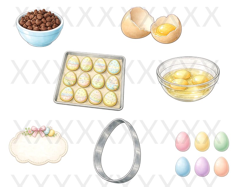 Easter Baking Clipart Bundle, Watercolor Spring Baking PNG (digital ...