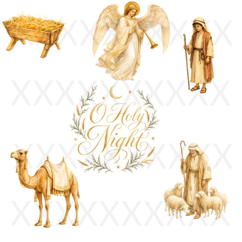 Nativity Watercolor Clipart, Christmas PNG, Holy Family Digital ...