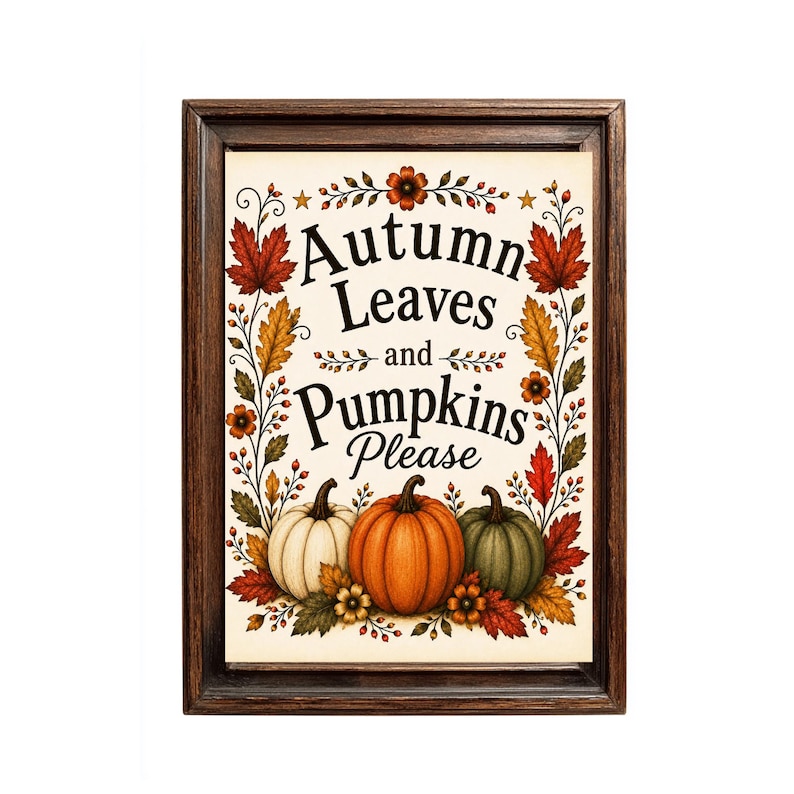 Fall Wall Art, Farmhouse Fall Decor, Pumpkin Wall Art, Vintage Autumn ...