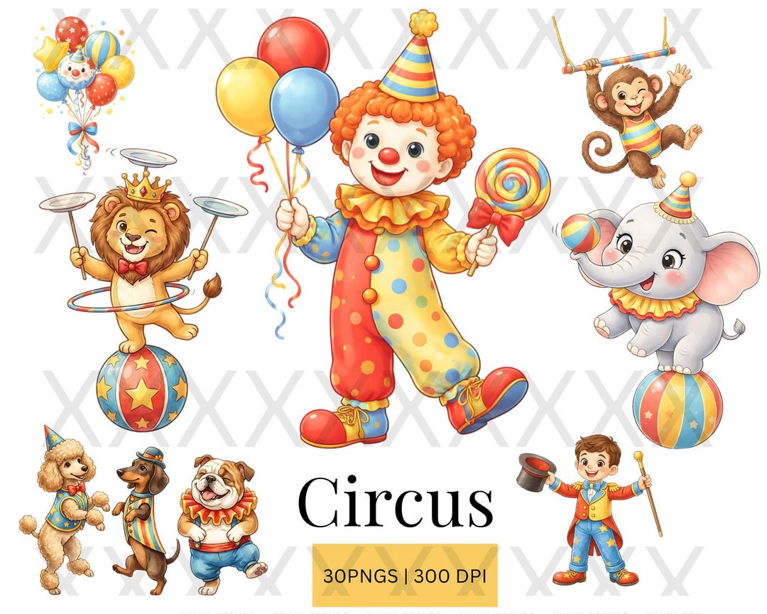 Circus Clipart Bundle, Vintage Circus PNG, Storybook Inspired Circus ...