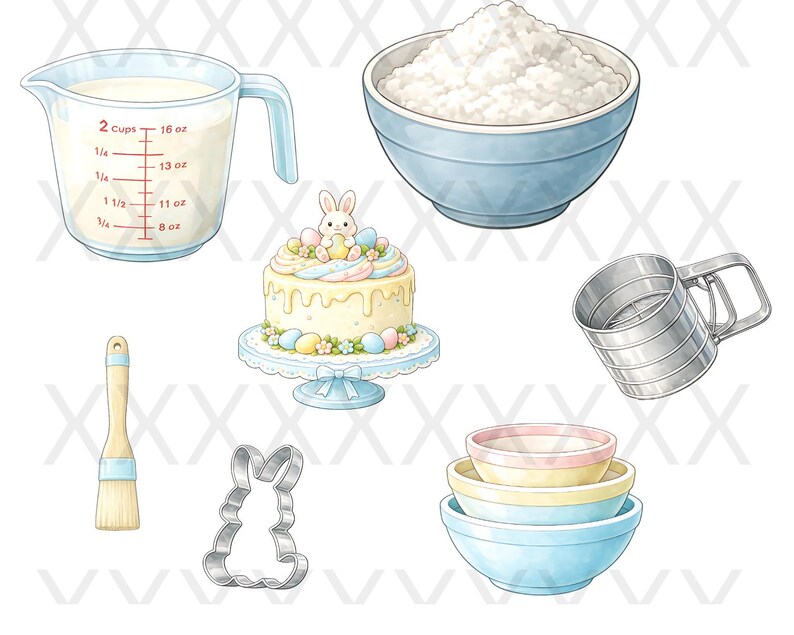 Easter Baking Clipart Bundle, Watercolor Spring Baking PNG (digital ...