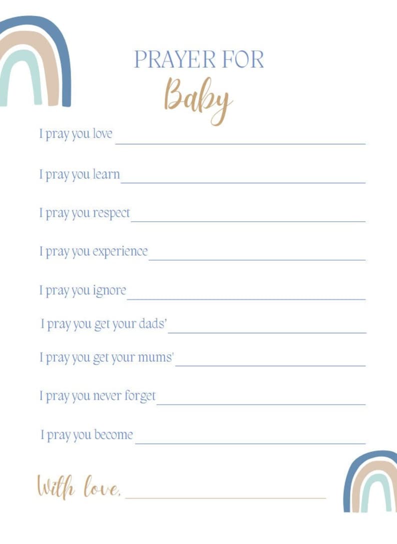 Baby Shower Prayer Card - Etsy