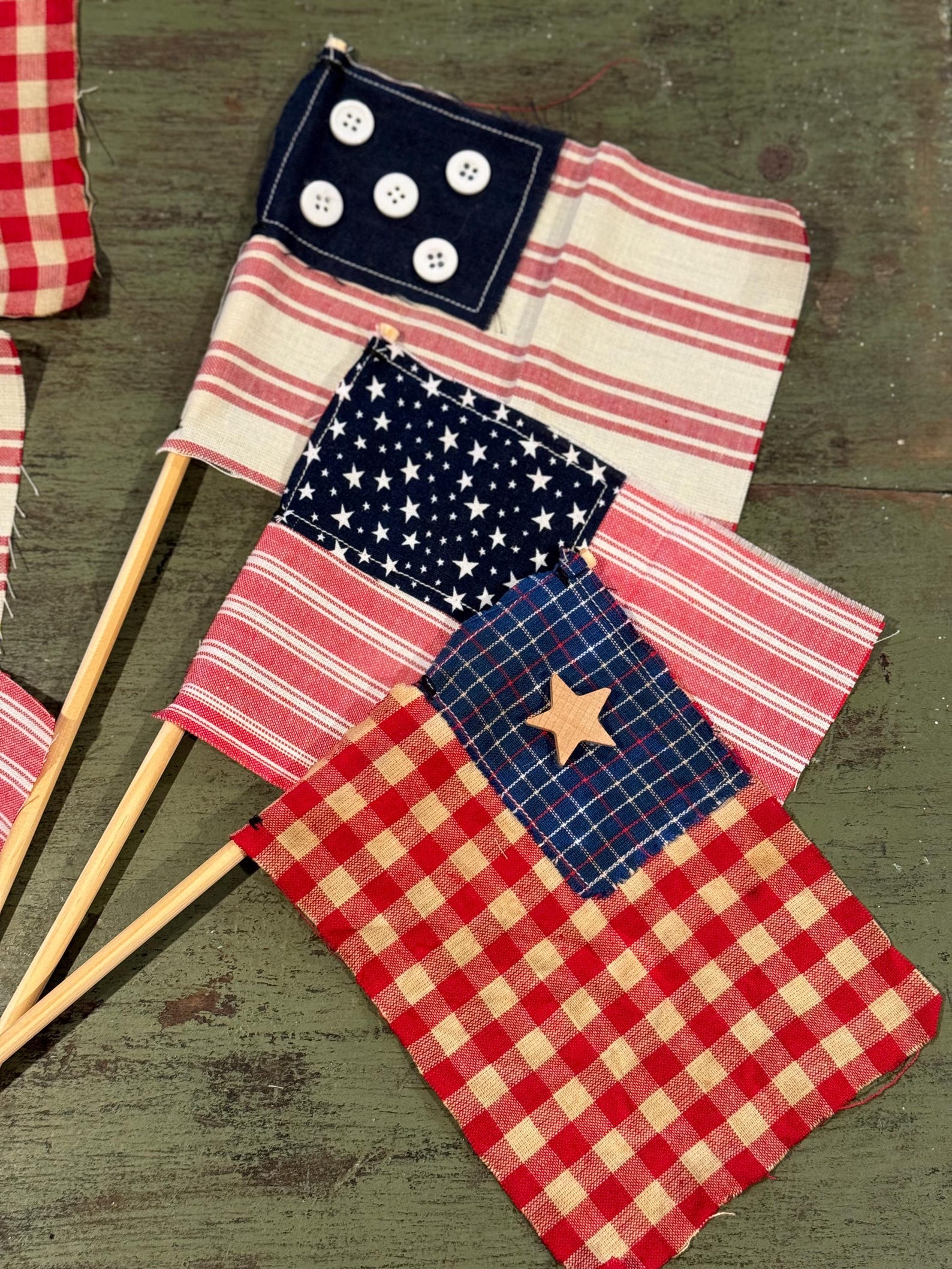 American Flag- Handmade Flags-set of 3 Primitive American Flags ...