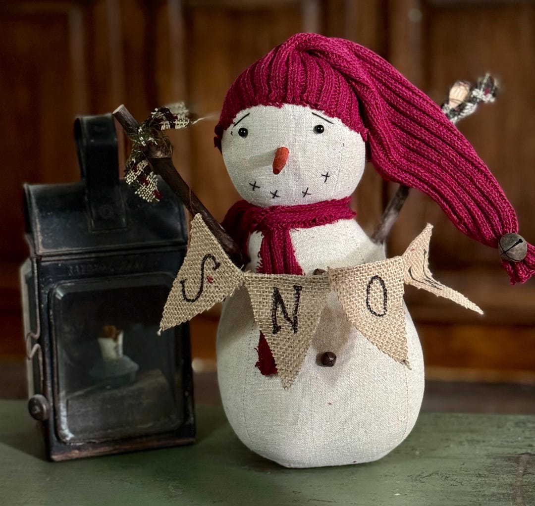 Snowman Decor Snowman Doll Farmhouse Snowman Handmade Snowman-primitive ...