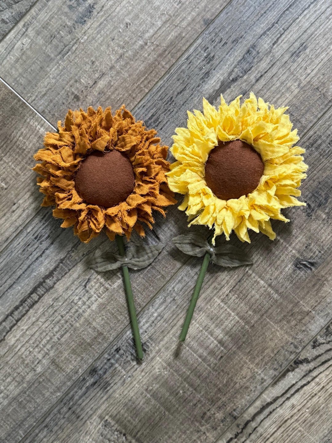 Handmade Sunflower-little Sunflower W/wood Stem-rug Hooked Sunflower ...