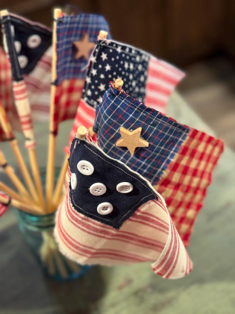 American Flag- Handmade Flags-set of 3 Primitive American Flags ...