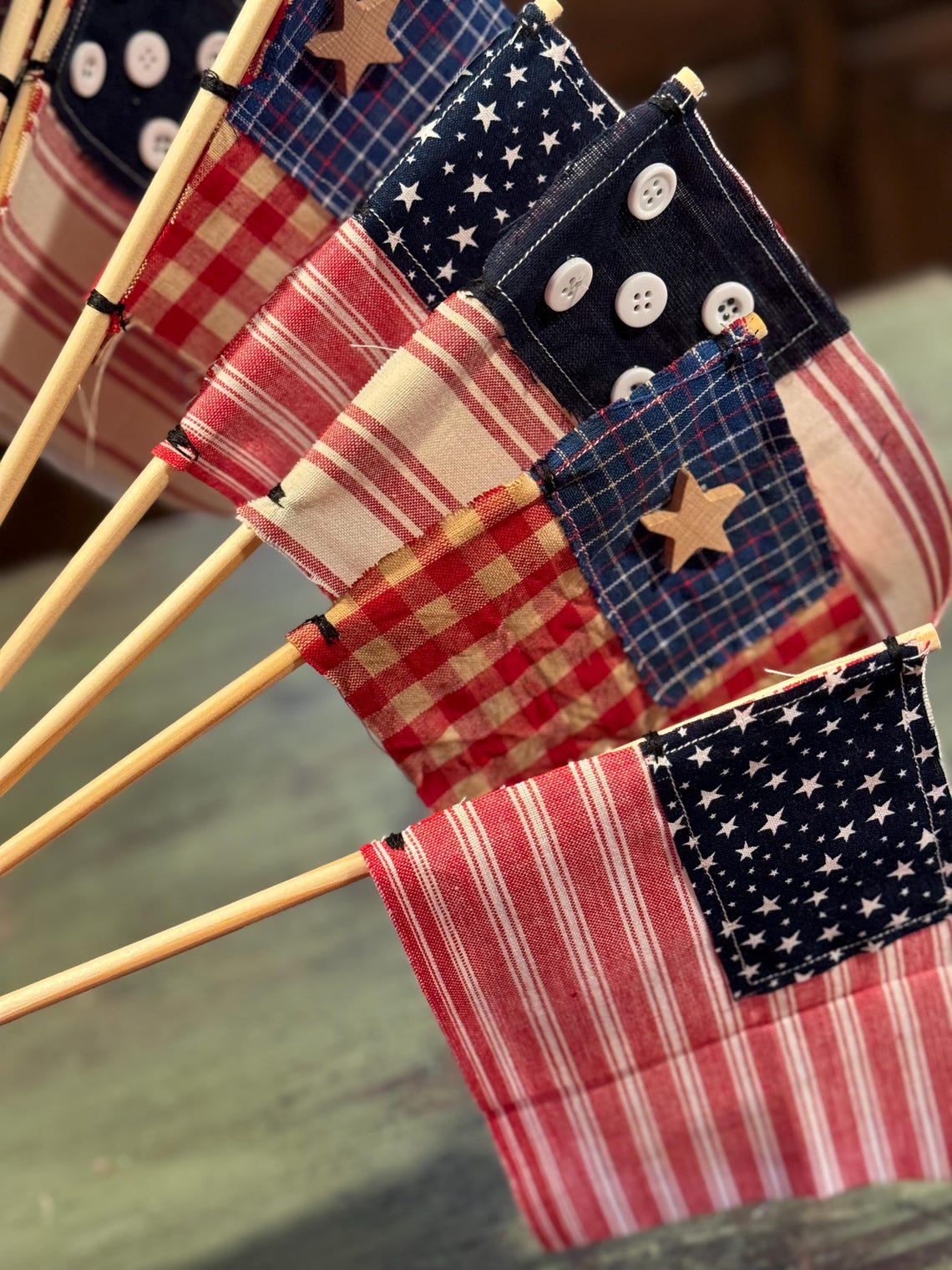 American Flag- Handmade Flags-set of 3 Primitive American Flags ...