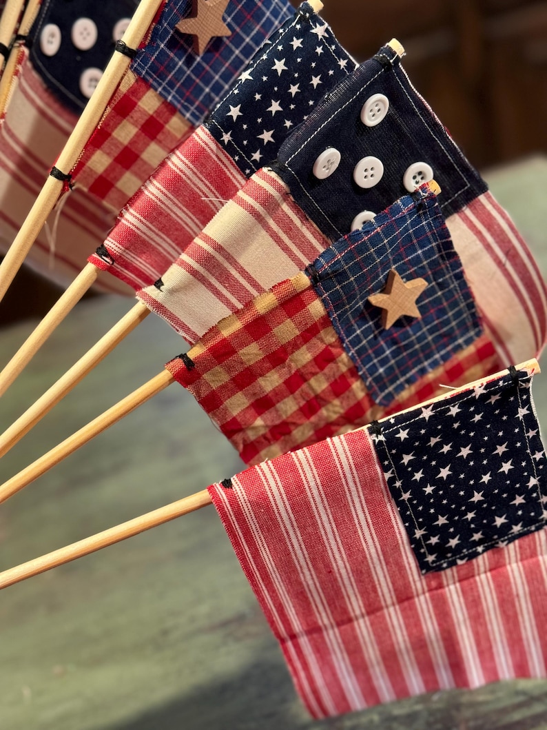 American Flag- Handmade Flags-set of 3 Primitive American Flags ...