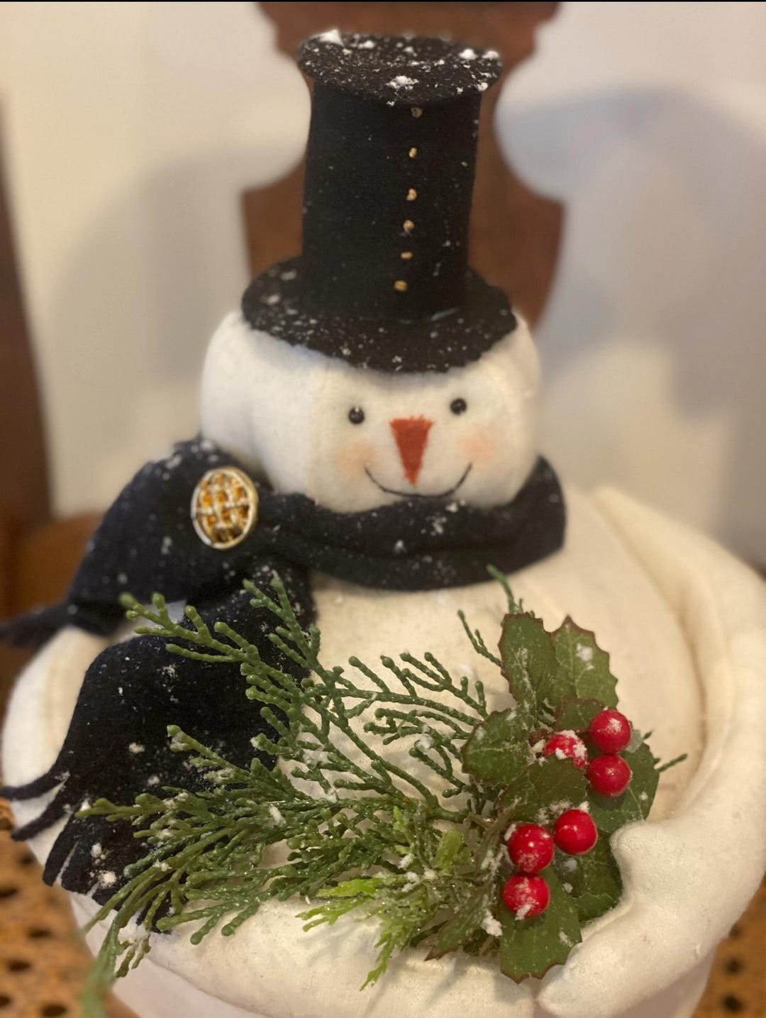 Handmade Snowman- Primitive Plush Snowman- Farmhouse Snowman Doll ...
