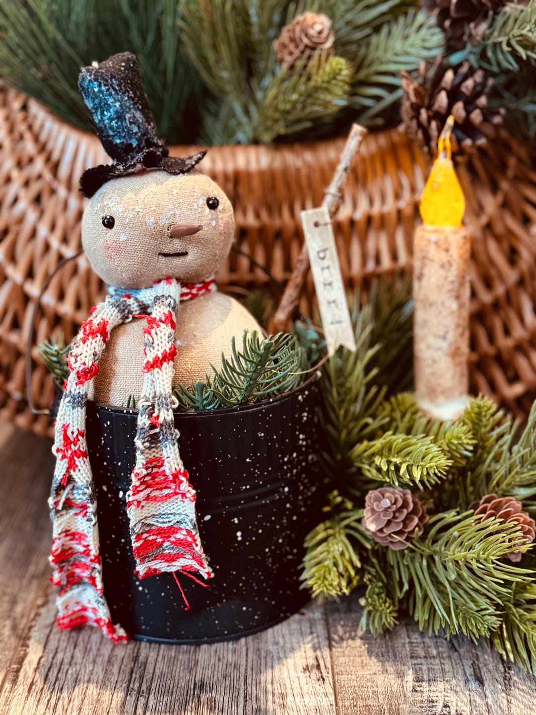 Handmade Snowman - Farmhouse Snowman -primitive Snowman Doll-snowman ...