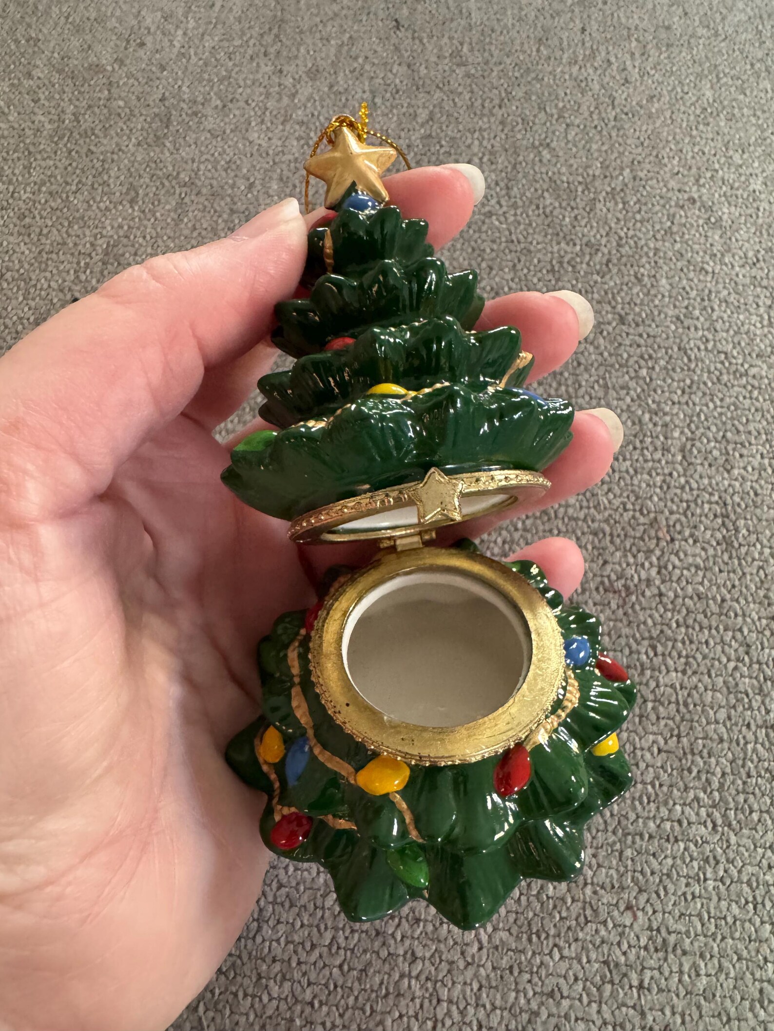 Christmas Tree Trinket Box- Vintage Christmas Tree Ornament -trinket ...