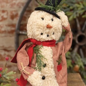 Primitive Snowman -snowman Doll- Farmhouse Snowman- Handmade Snowman ...