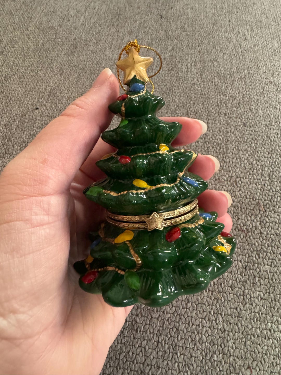 Christmas Tree Trinket Box- Vintage Christmas Tree Ornament -trinket ...