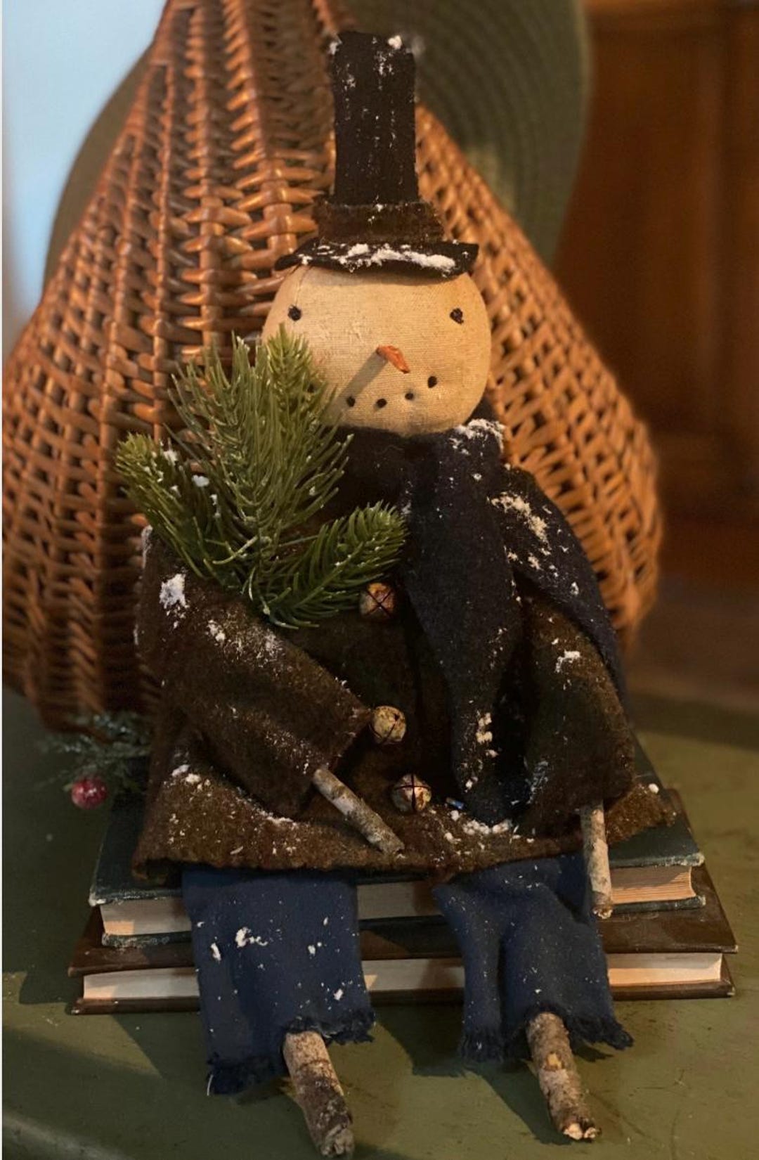 Handmade Snowman-primitive Snowman Doll- Farmhouse Snowman - Christmas ...